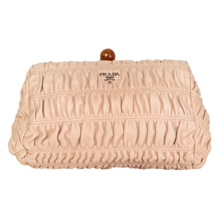 PRADA Cipria dusty rose Gaufre leather Frame Clutch Bag at 1stDibs
