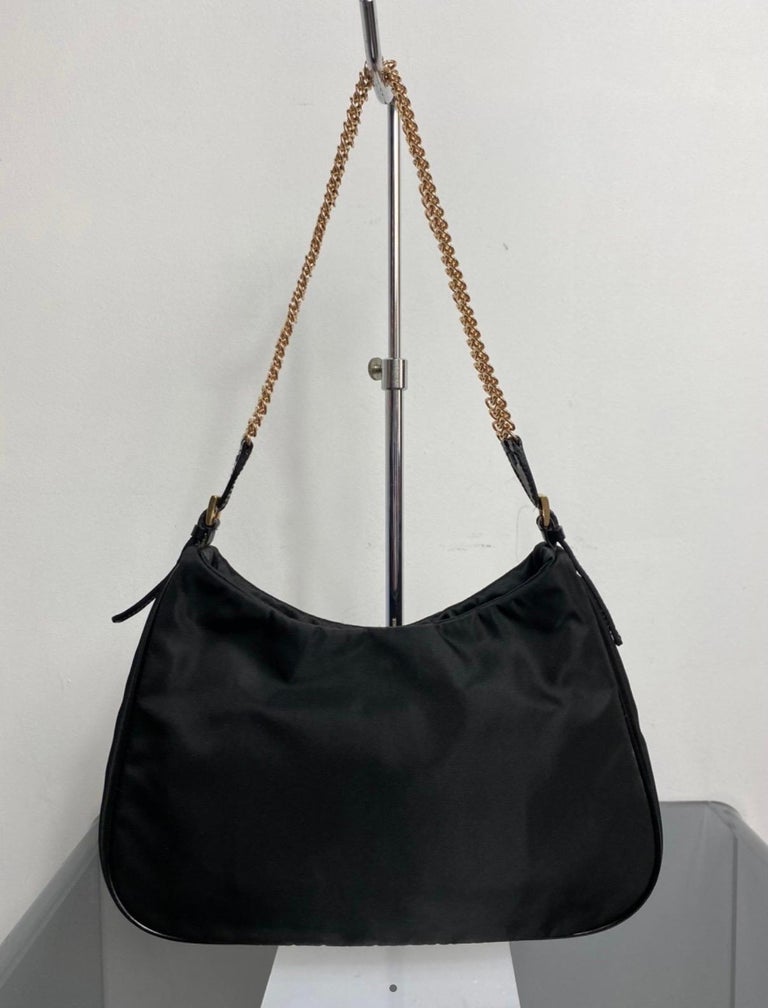 Prada Cleo vintage nylon black bag For Sale at 1stDibs