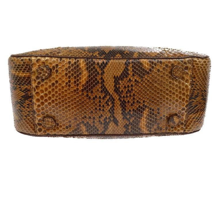 Prada Cognac Snakeskin Top Handle Satchel Evening Bag with Shoulder ...