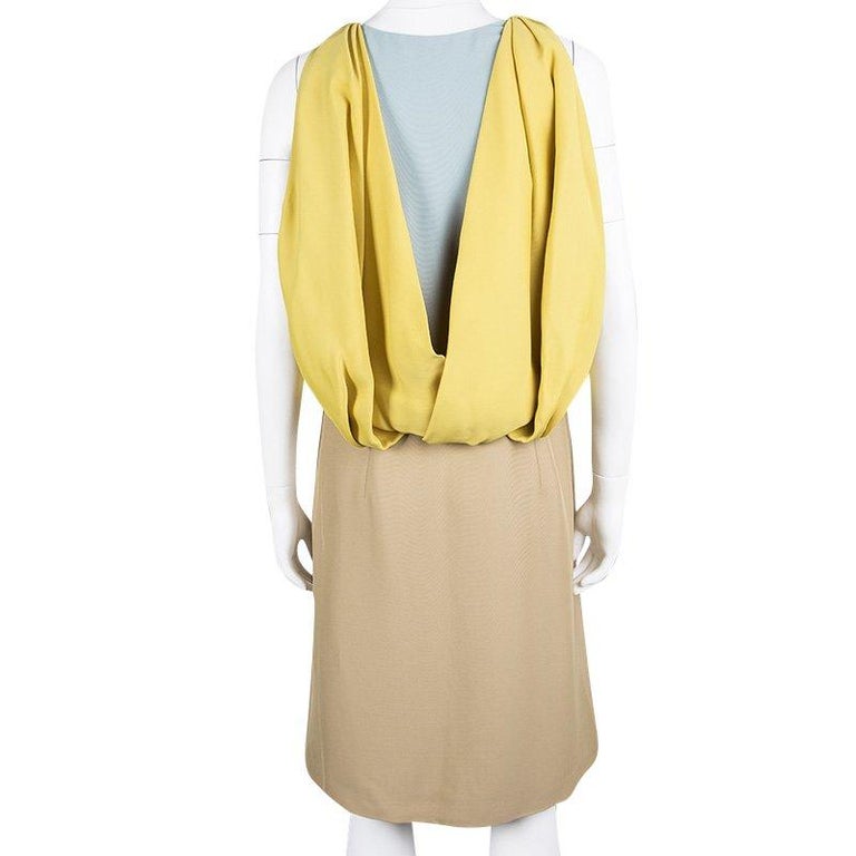 Prada Colorblock Draped Back Detail Sleeveless Dress L For Sale at 1stDibs