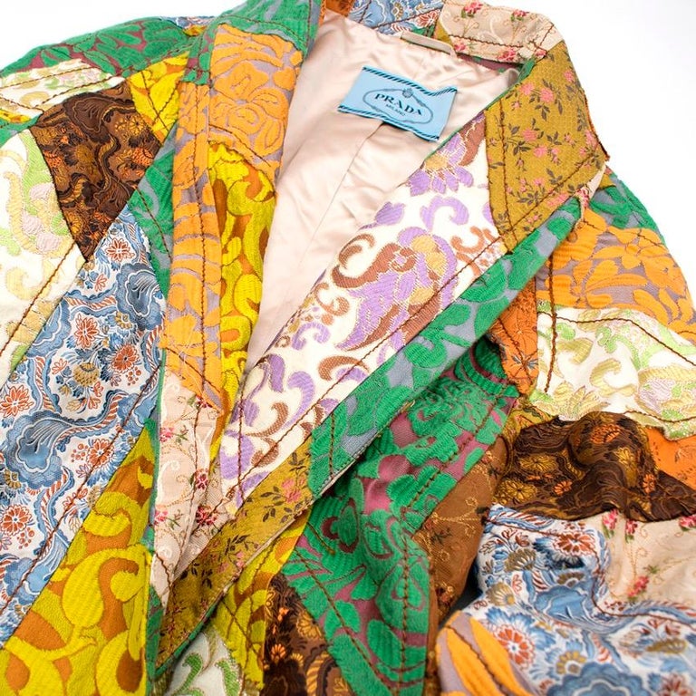 Prada Colourful Patchwork Print Coat US 0-.2 at 1stDibs