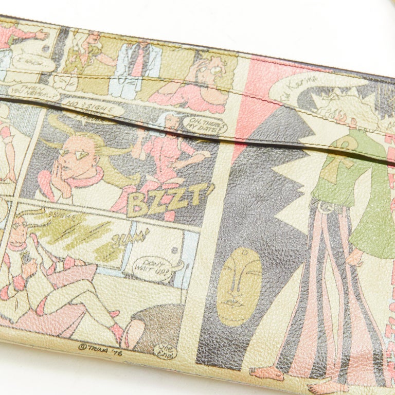PRADA Comic Book Print leather top zip pouch sports strap crossbody bag ...