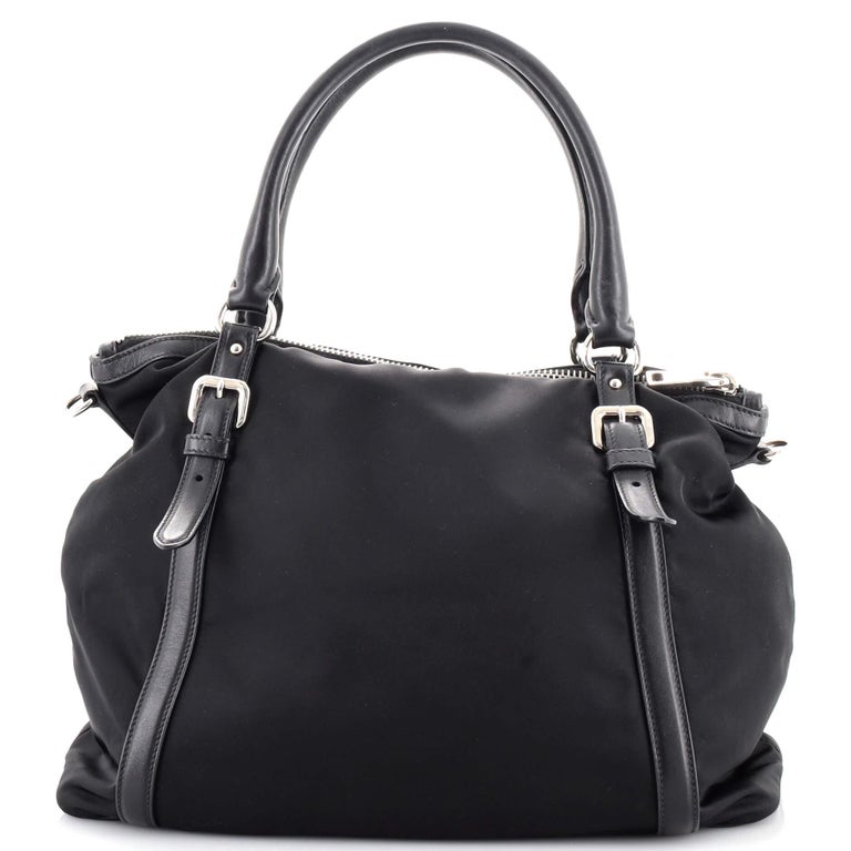 Prada Convertible Belted Satchel Leather and Tessuto Large For Sale at ...