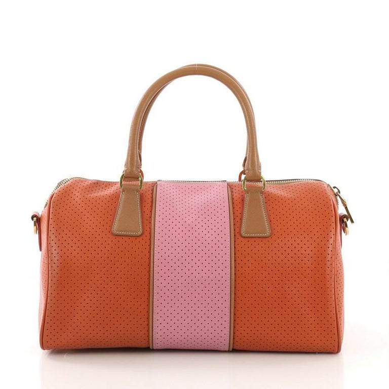 Prada Convertible Boston Bag Perforated Leather Medium at 1stDibs