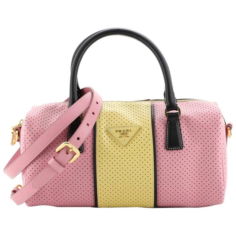 Prada Convertible Boston Bag Perforated Leather Medium at 1stDibs