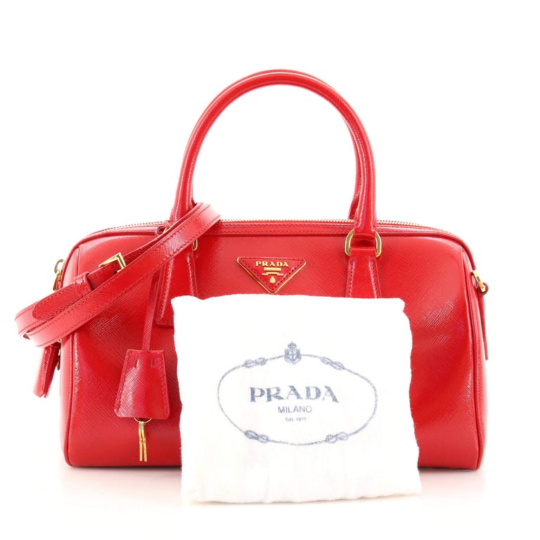 Prada Convertible Boston Bag Vernice Saffiano Leather Medium at 1stDibs