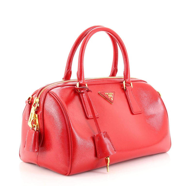 Prada Convertible Boston Bag Vernice Saffiano Leather Medium at 1stDibs