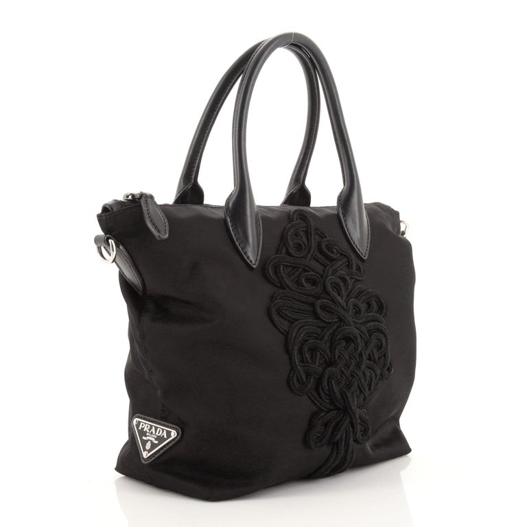 Prada Convertible Braided Zip Tote Tessuto with Leather Small For Sale ...