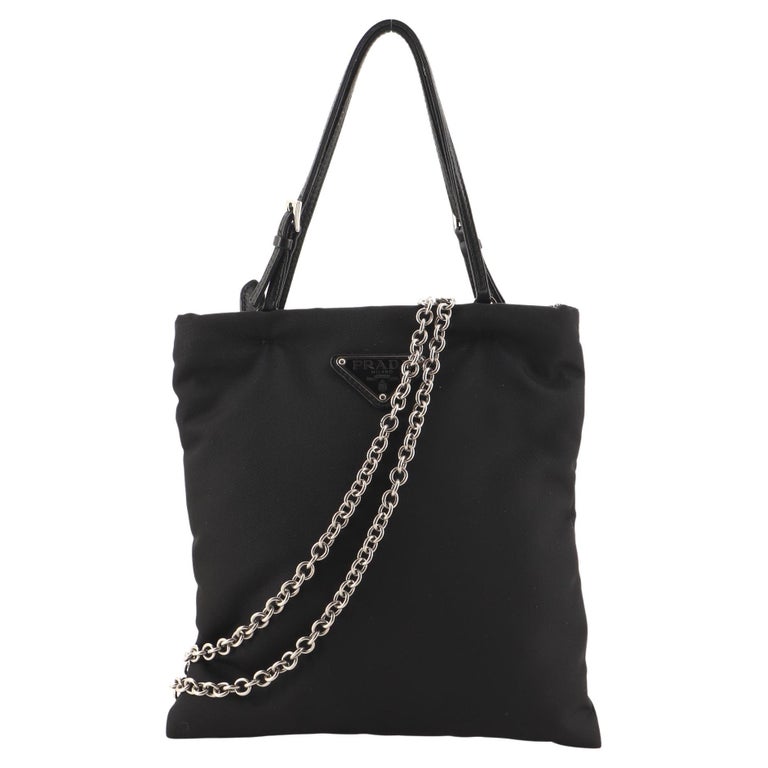 Prada Convertible Chain Flat Tote Tessuto Small For Sale at 1stDibs