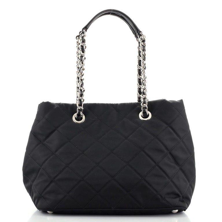 Prada Convertible Chain Tote Quilted Tessuto Medium at 1stDibs