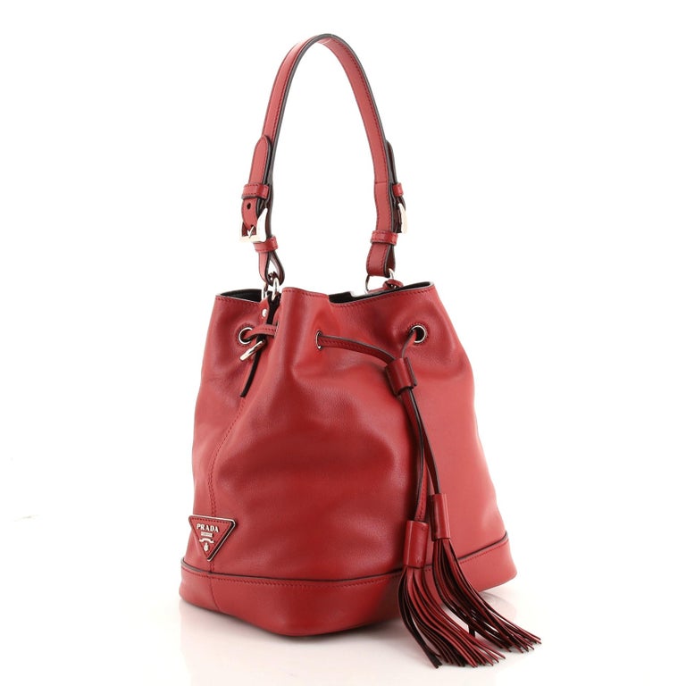 Prada Convertible Drawstring Bucket Bag Soft Calf Small at 1stDibs