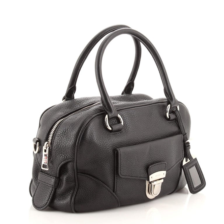 Prada Convertible Front Pocket Boston Bag Vitello Daino Small For Sale ...