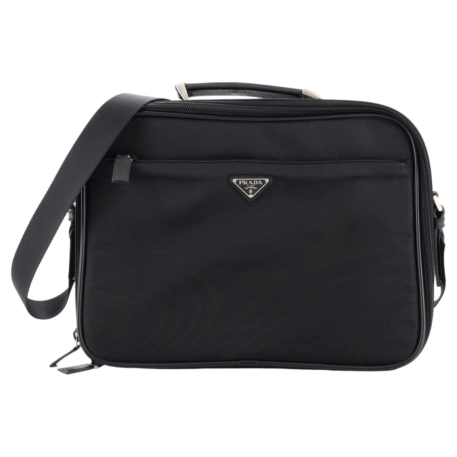 Prada Navy Blue Saffiano Leather Two Way Travel Briefcase at 1stDibs