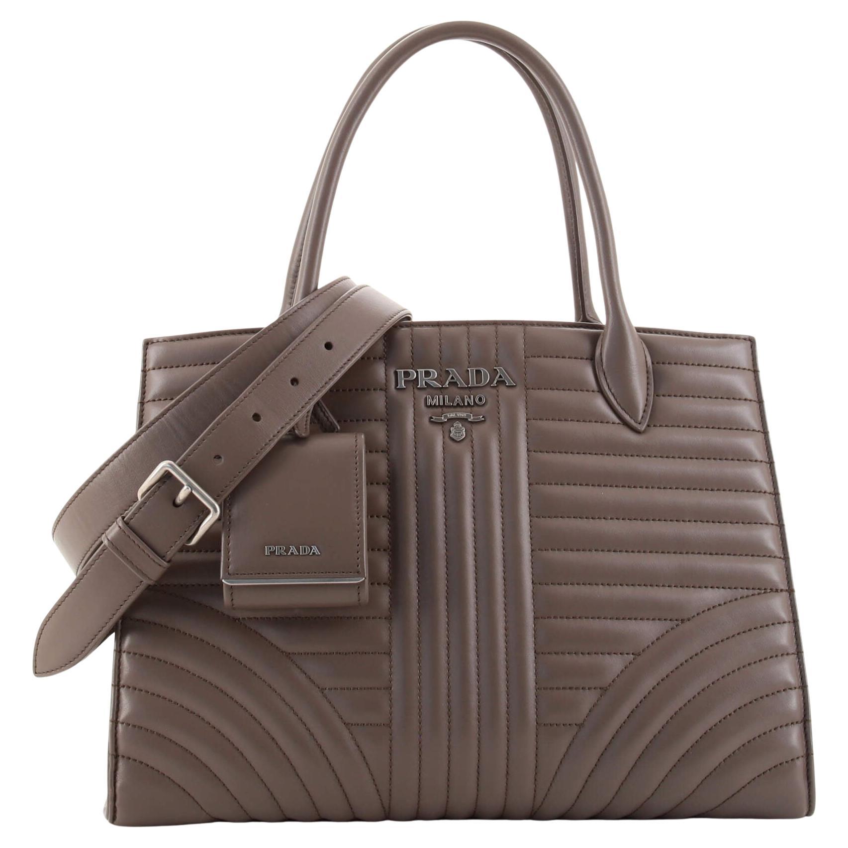Prada Convertible Open Tote Diagramme Quilted Leather Medium For Sale ...