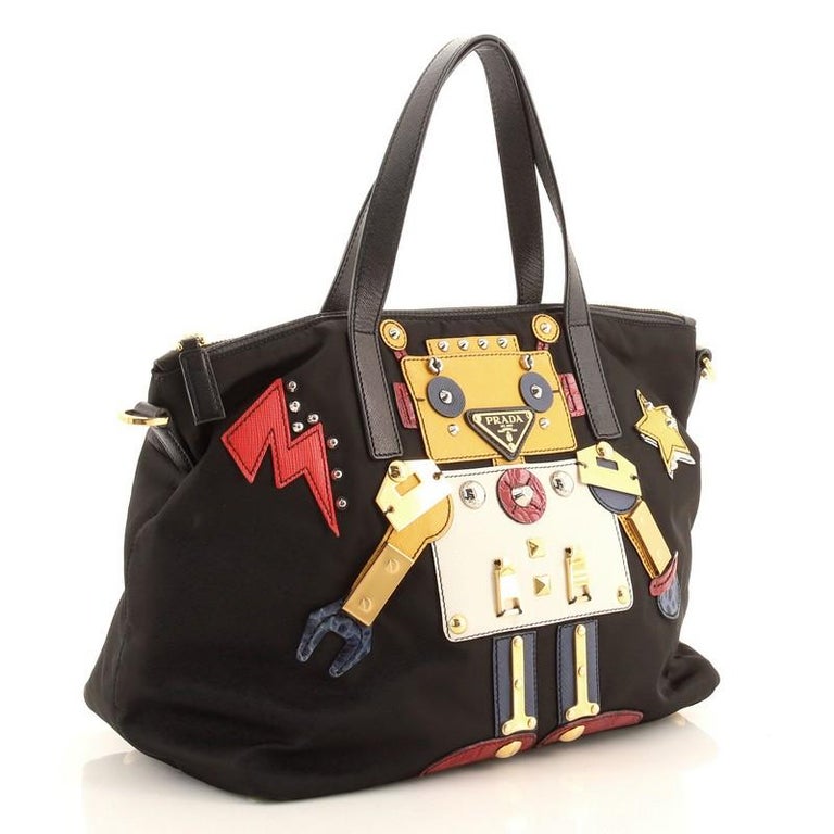Prada Convertible Robot Zip Tote Tessuto Small at 1stDibs