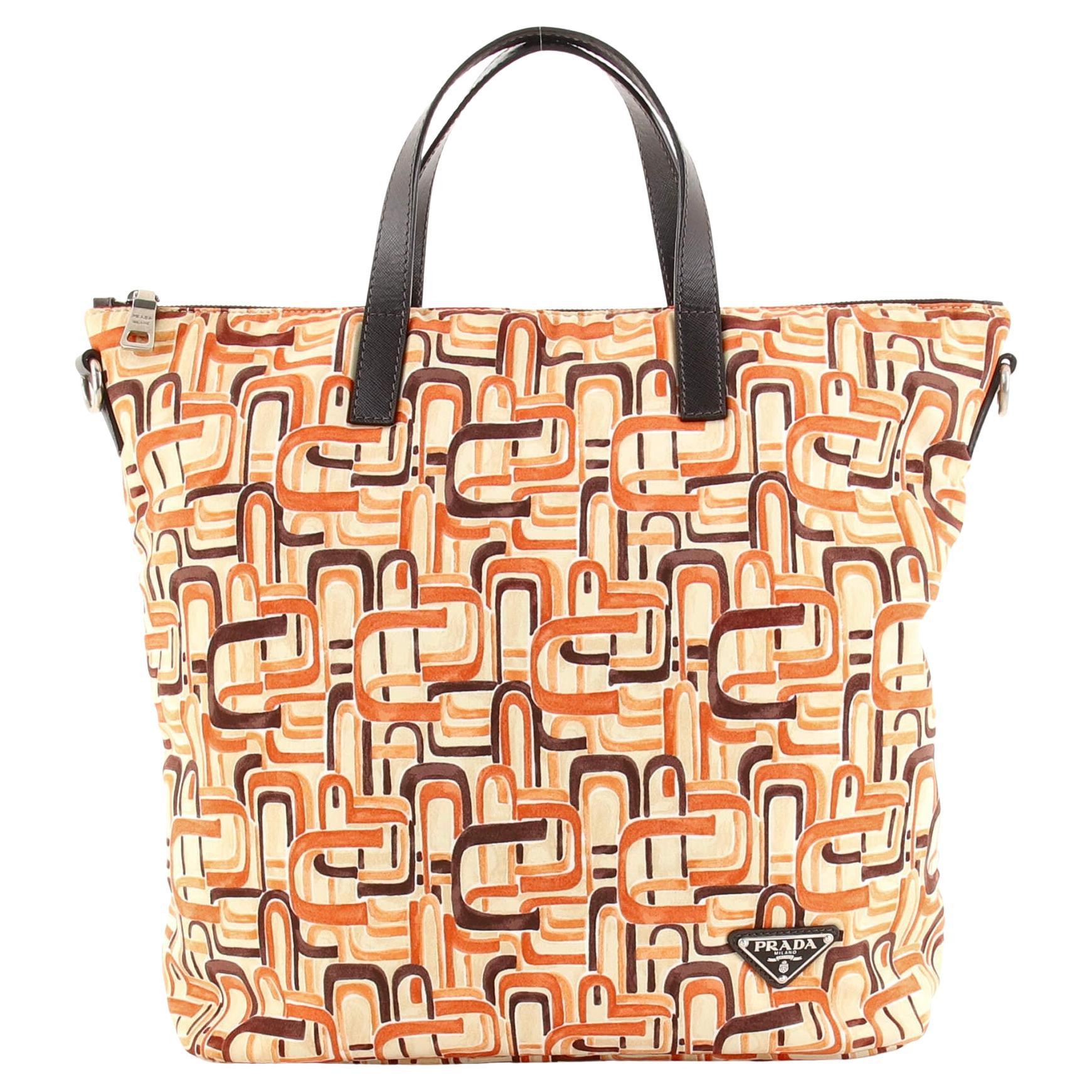 Prada Retro Printed Canapa Tote Bag at 1stDibs