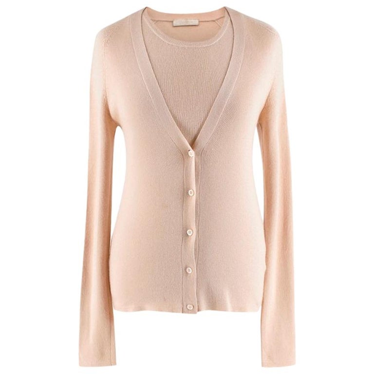 Prada Cream Cashmere Knit Twin-Set - Size US 6 For Sale at 1stDibs