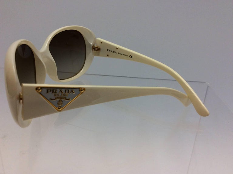 Prada Cream Sunglasses For Sale at 1stDibs