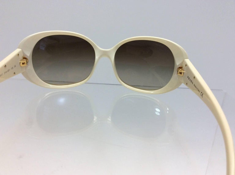 Prada Cream Sunglasses For Sale at 1stDibs