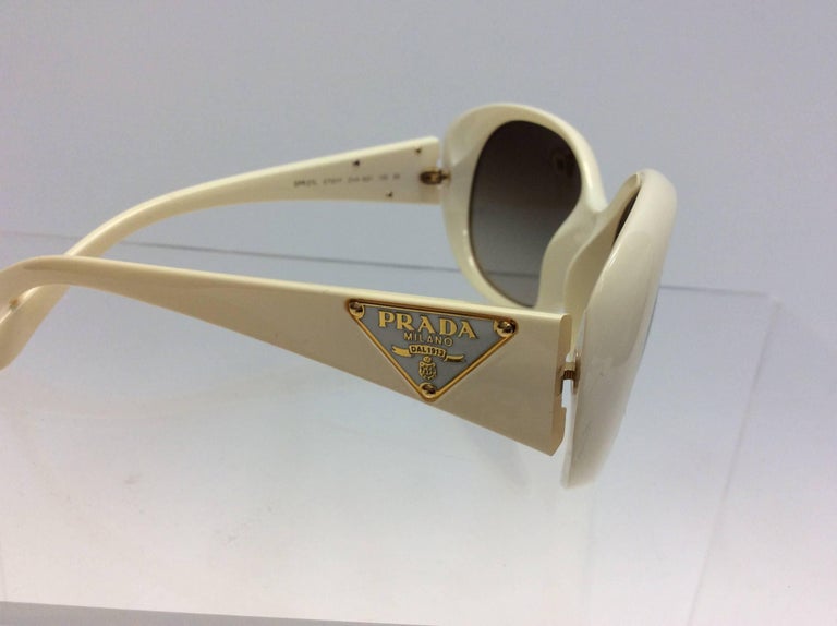 Prada Cream Sunglasses For Sale at 1stDibs