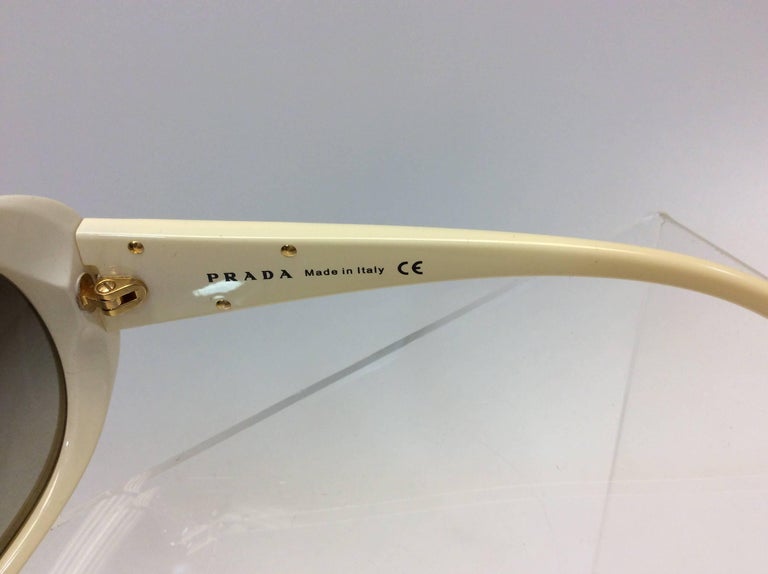 Prada Cream Sunglasses For Sale at 1stDibs