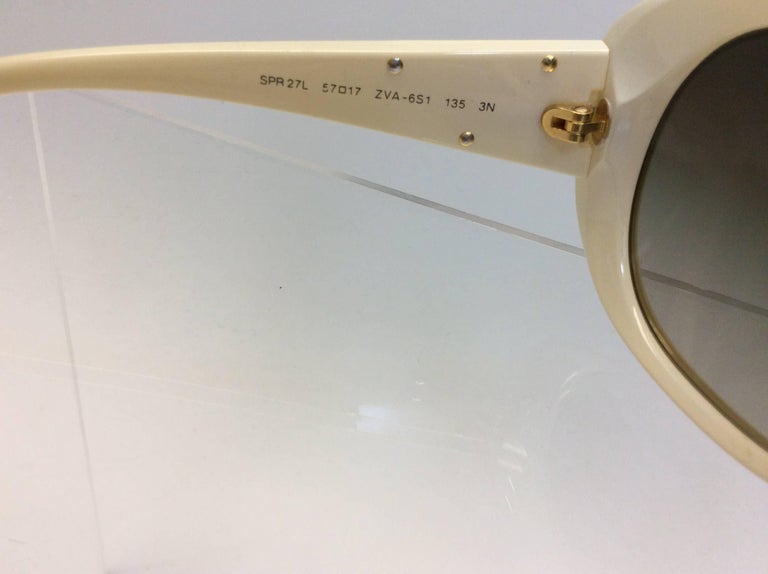 Prada Cream Sunglasses For Sale at 1stDibs