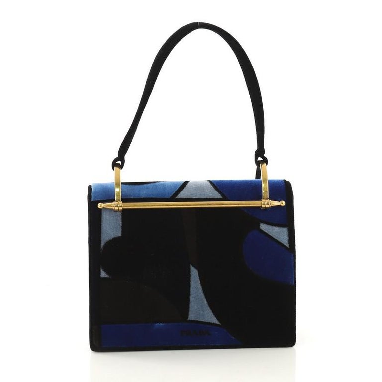 Prada Cubist Top Handle Bag Printed Velvet at 1stDibs