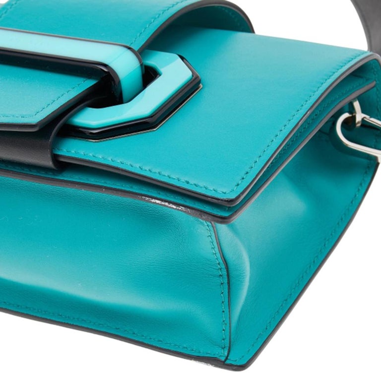 Prada Cyan/Black Leather Plex Ribbon City Shoulder Bag at 1stDibs