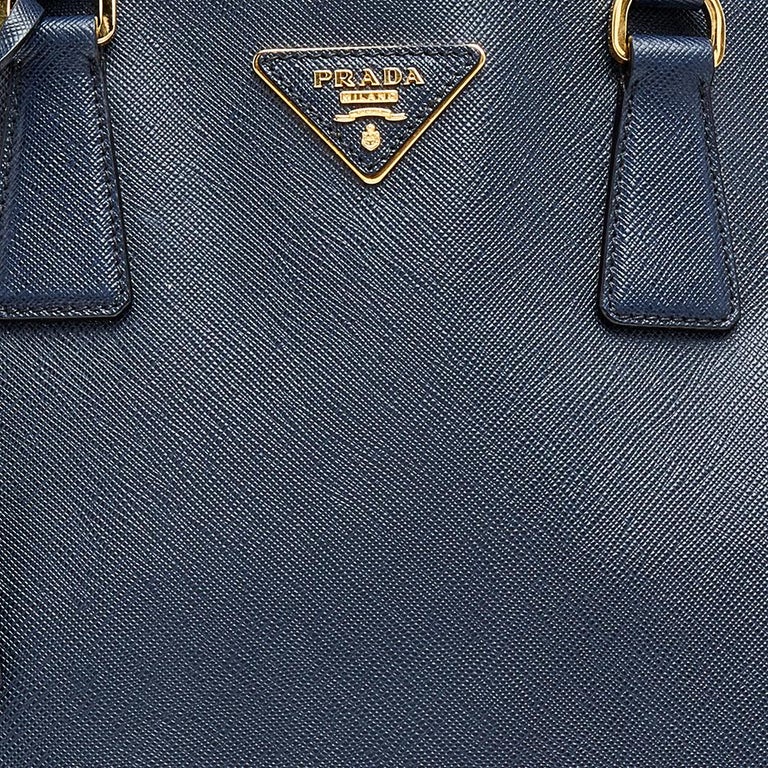 Prada Dark Blue Saffiano Lux Leather Medium Galleria Tote at 1stDibs
