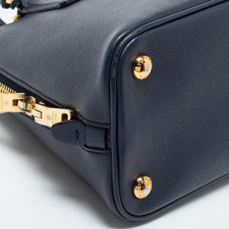 Prada Dark Blue Saffiano Lux Leather Small Promenade Satchel For Sale ...