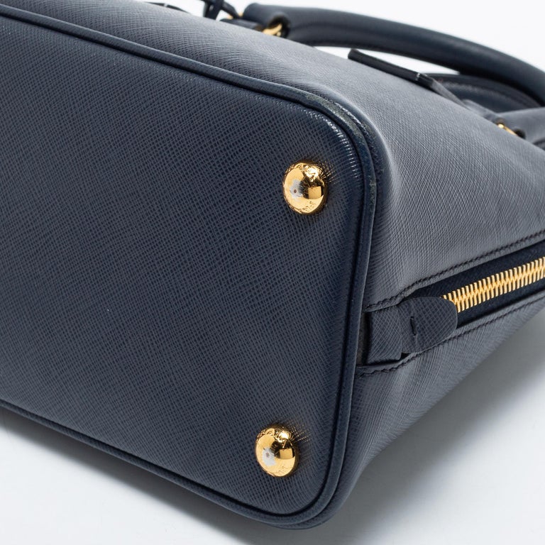 Prada Dark Blue Saffiano Lux Leather Small Promenade Satchel For Sale ...