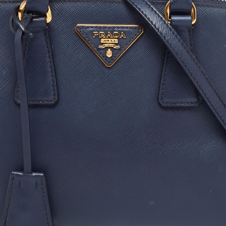 Prada Dark Blue Saffiano Lux Leather Small Promenade Satchel For Sale ...