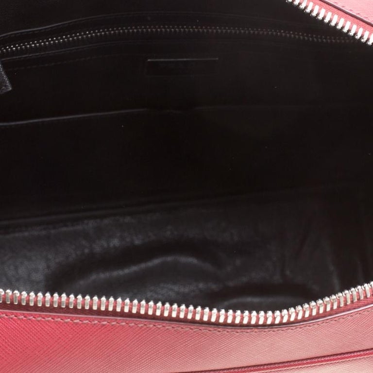 Prada Dark Red Saffiano Leather Travel Briefcase For Sale at 1stDibs