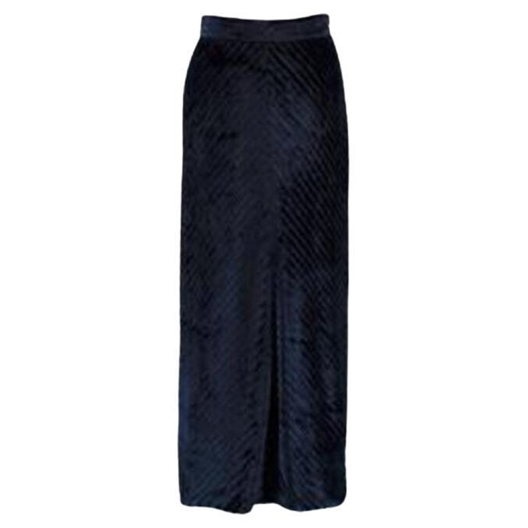 Prada Deep Blue Velvet Chevron Maxi Skirt For Sale at 1stDibs