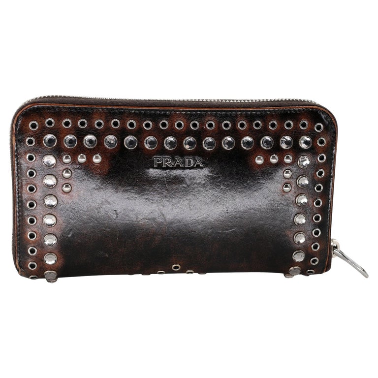Prada Distressed Western Studded Zip Long Wallet PR-W1101P-A005 For ...