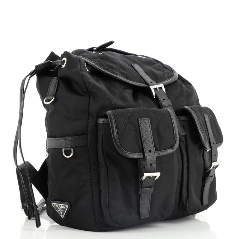 Prada Double Front Pocket Backpack Quilted Tessuto Medium For Sale at ...