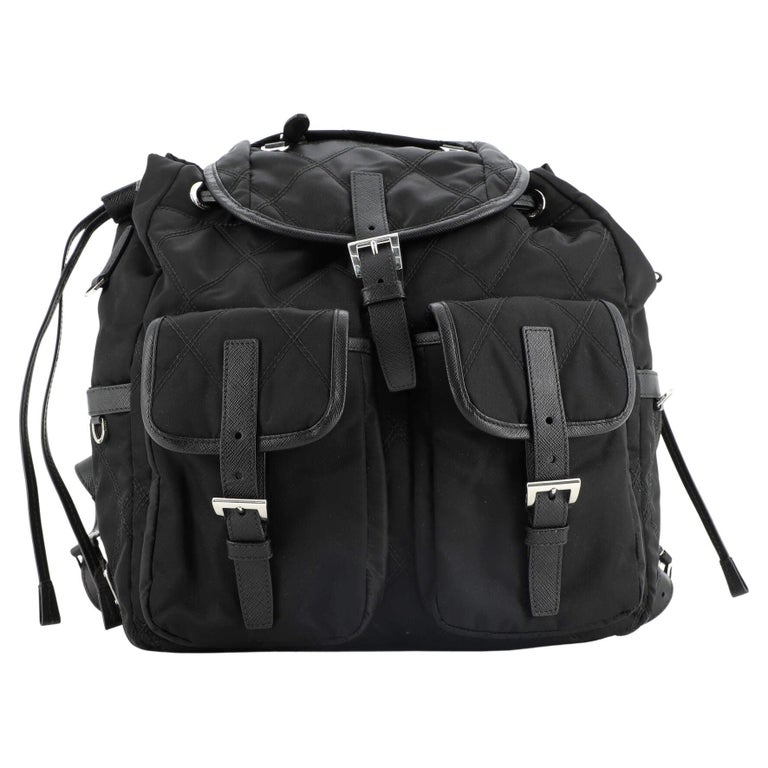 Prada Double Front Pocket Backpack Quilted Tessuto Medium For Sale at ...