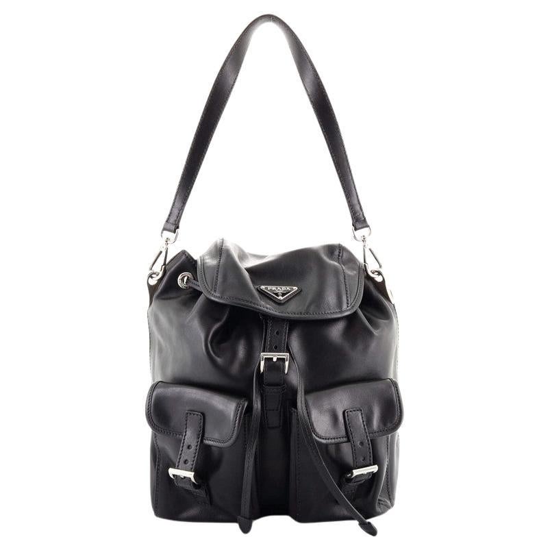 Vintage Authentic Prada Black Quilted Backpack Italy w Dust Bag LARGE ...