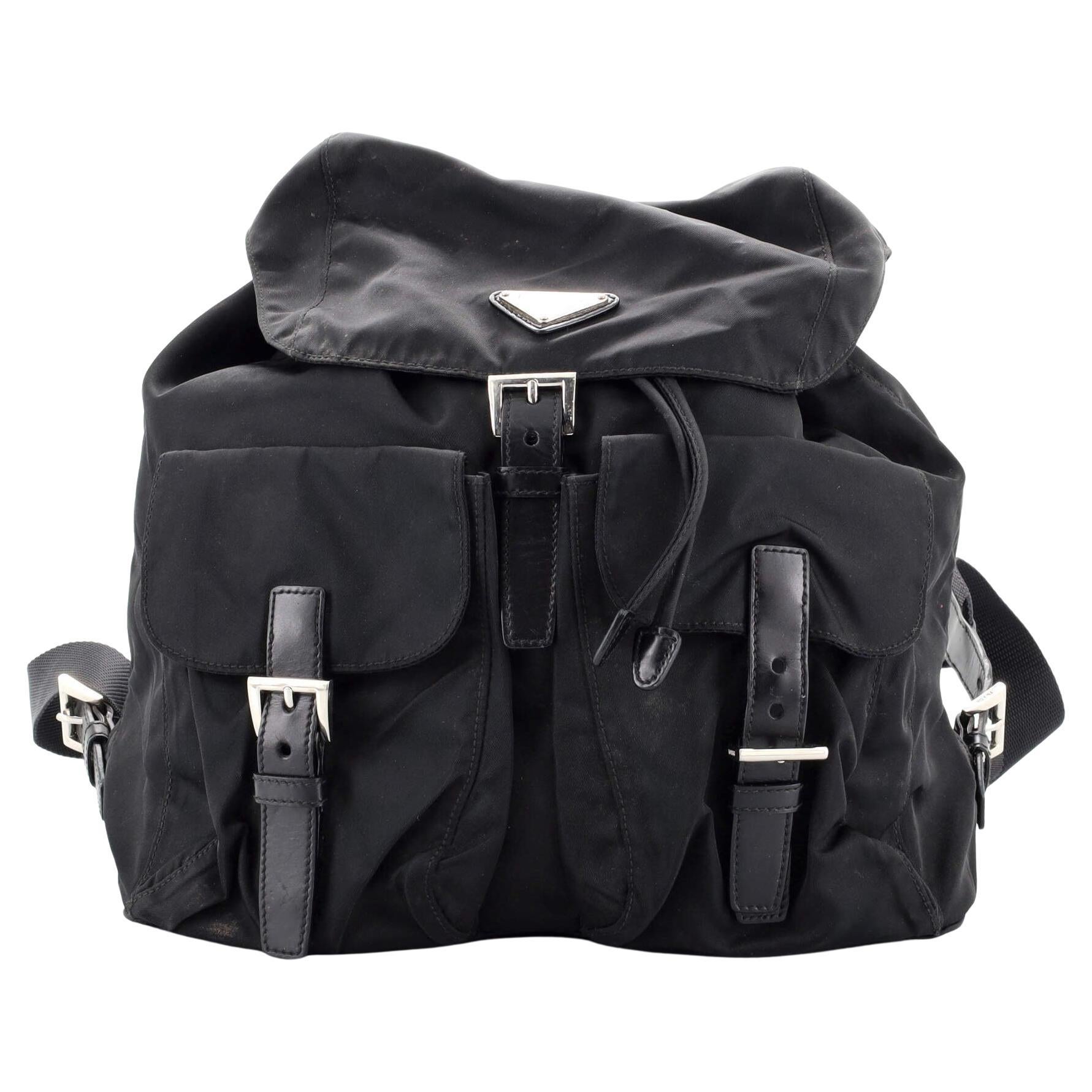 Prada Double Tessuto Pocket 867836 Black Nylon Backpack For Sale at 1stDibs
