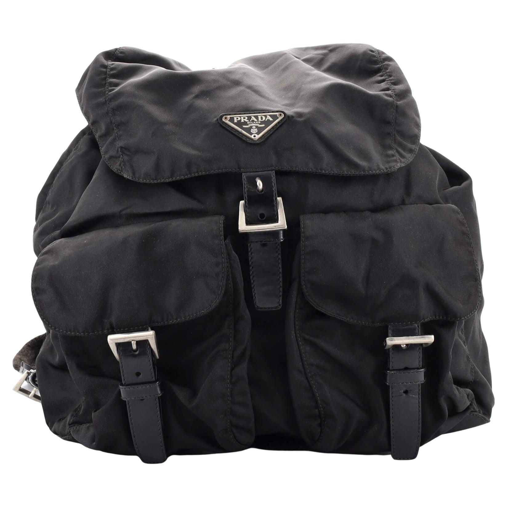 Prada Double Tessuto Pocket 230930 Pink Nylon Backpack For Sale at 1stDibs