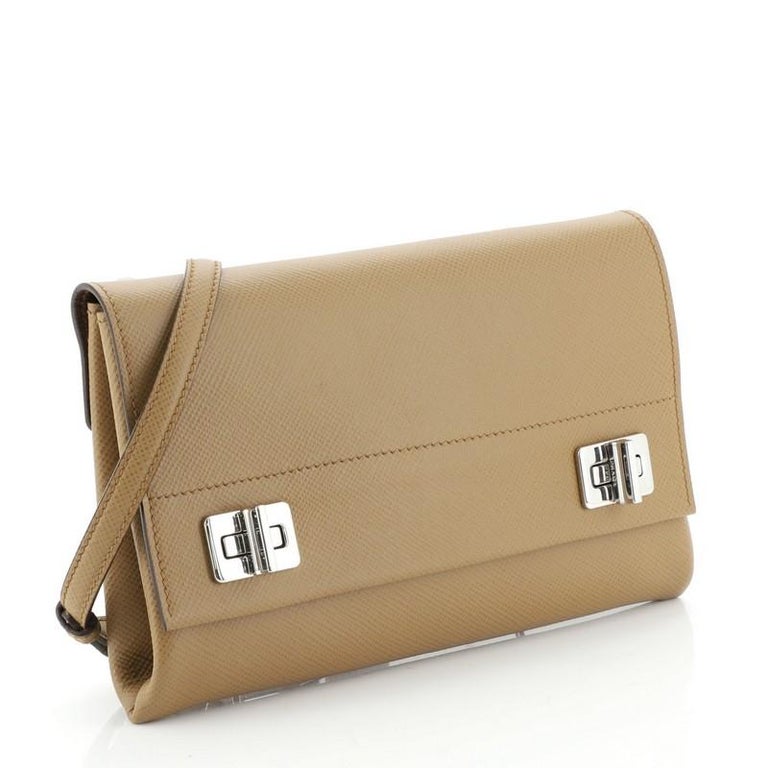 Prada Double Turn Lock Chain Shoulder Bag Saffiano Leather Small at 1stDibs