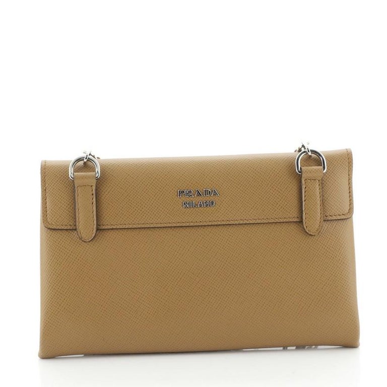 Prada Double Turn Lock Chain Shoulder Bag Saffiano Leather Small at 1stDibs