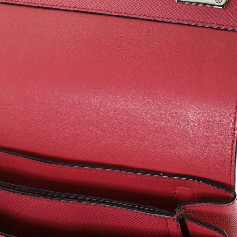 Prada Double Turn Lock Chain Shoulder Bag Saffiano Leather Small at 1stDibs