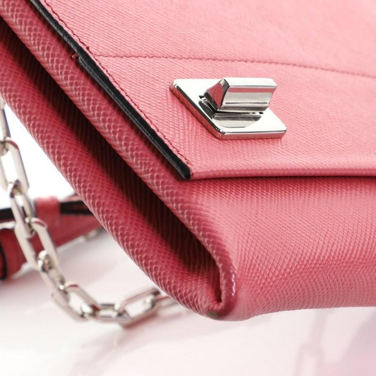 Prada Double Turn Lock Chain Shoulder Bag Saffiano Leather Small at 1stDibs