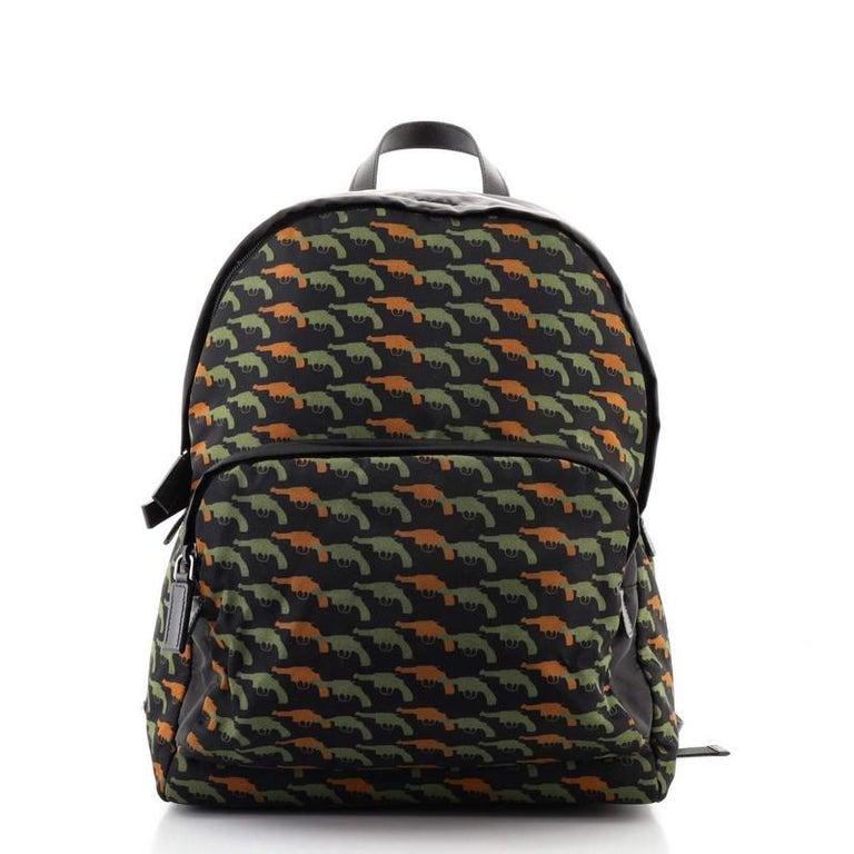 Prada Double Zip Backpack Printed Tessuto Medium at 1stDibs