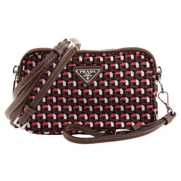 Prada Double Zip Camera Bag Printed Tessuto Mini at 1stDibs
