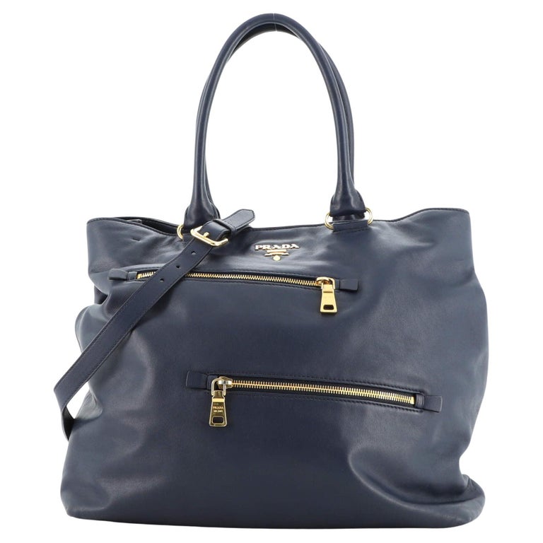 Prada Double Zip Convertible Shopping Tote Soft Calf Large at 1stDibs