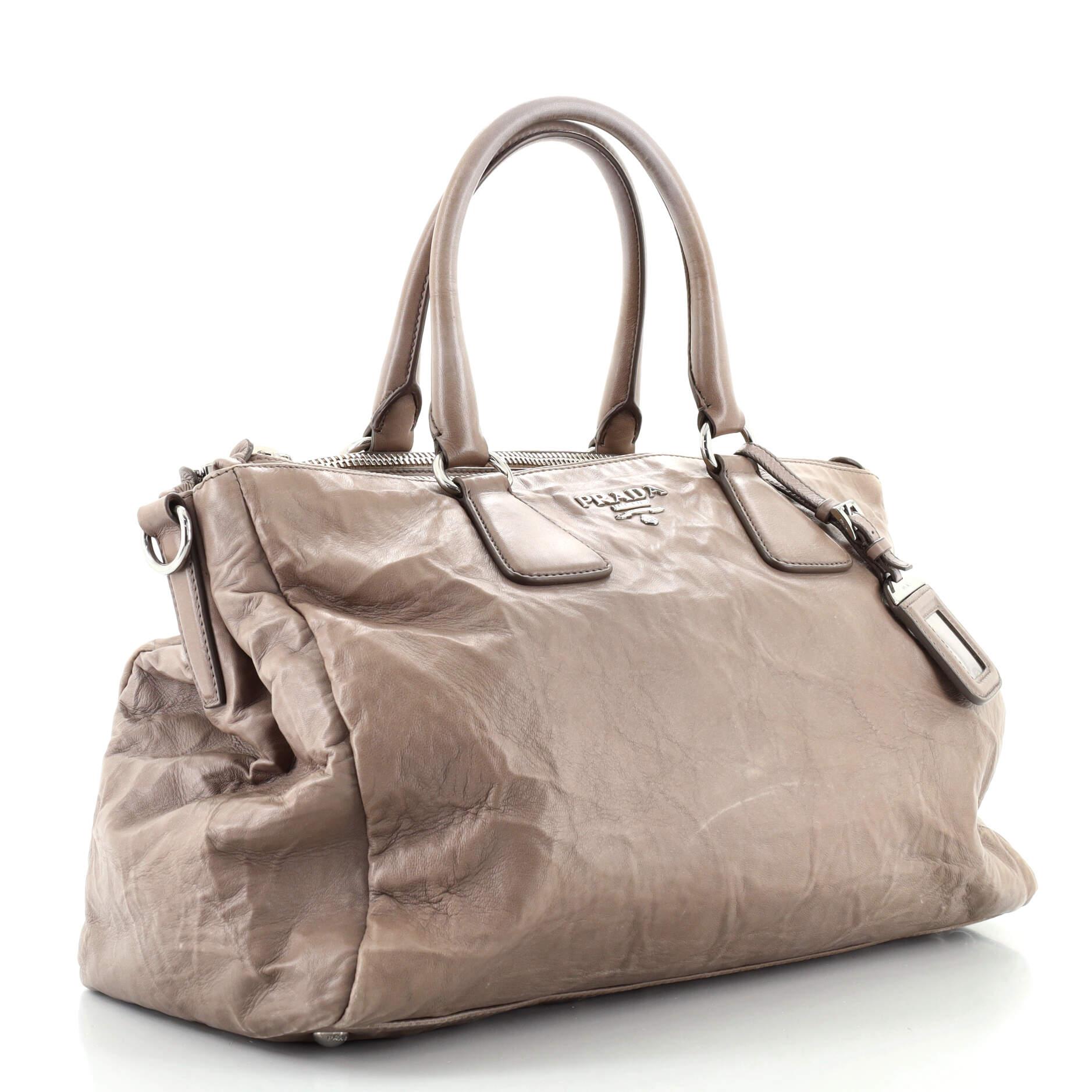 Prada Double Zip Convertible Tote Nappa Antique Medium at 1stDibs