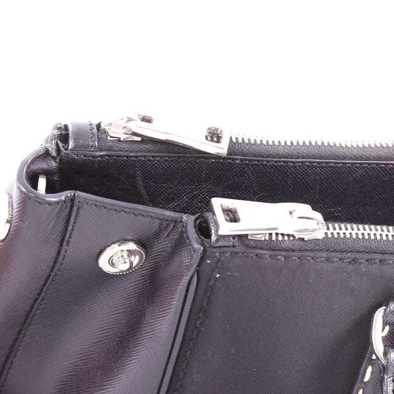 Prada Double Zip Convertible Tote Stitched Tessuto and Saffiano Small ...