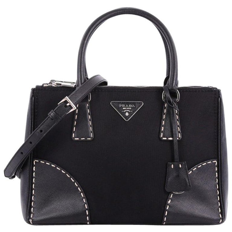 Prada Double Zip Convertible Tote Stitched Tessuto and Saffiano Small ...